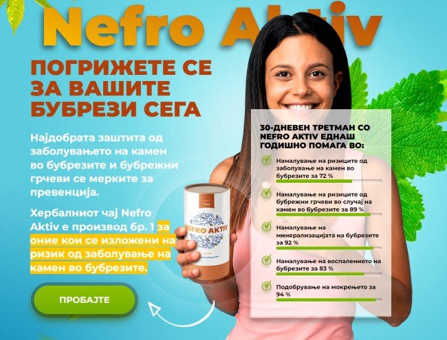 Nefro Aktiv (Нефро Актив) Цена, Каде може да се нарача?, Резултати ...